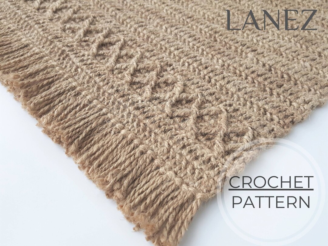 Crochet PATTERN, Jute Rectangular Fringed Area Rug, Rattan Runner, Hemp ...