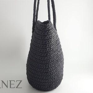 PATRÓN Crochet, Bolso Cesta Rafia Base Ovalada, Tote Paja Asa Larga ...