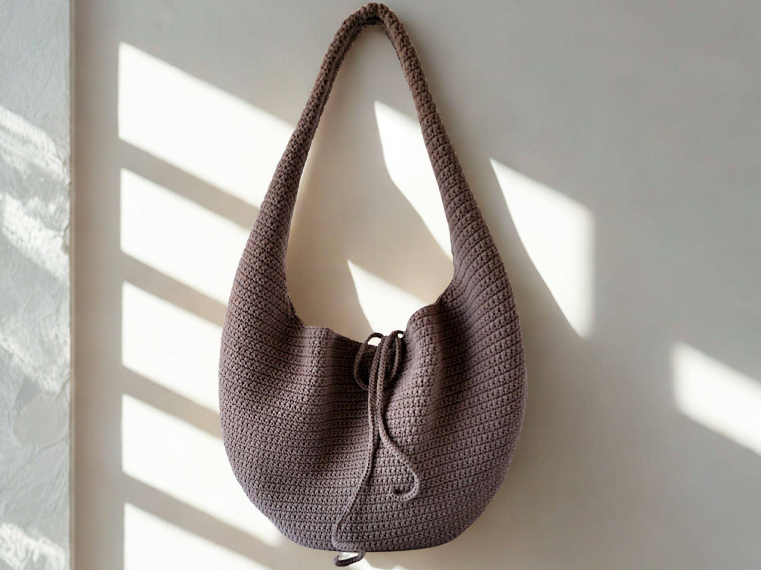 Crochet Hobo Bag PATTERN: SELENA Large Cotton Bag, Moon Shoulder Bag ...
