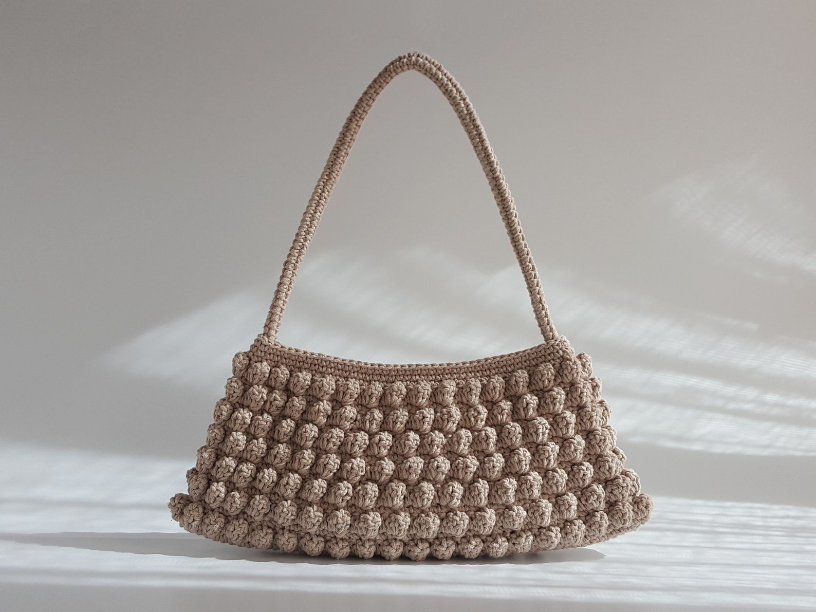 Crochet PATTERN: Emilia Baguette Bag Pattern, Easy Popcorn Handbag ...
