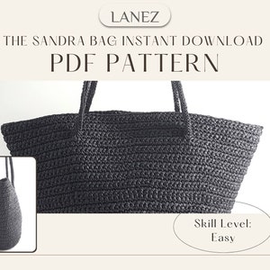 PATRÓN Crochet, Bolso Cesta Rafia Base Ovalada, Tote Paja Asa Larga ...
