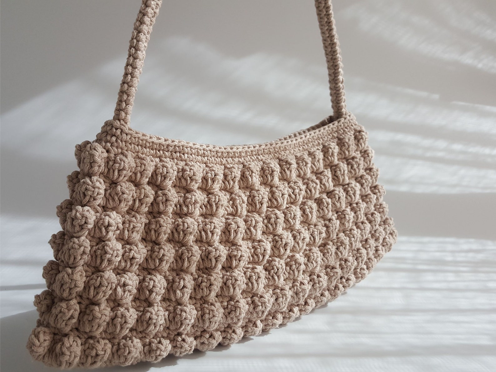 Crochet PATTERN: Emilia Baguette Bag Pattern, Easy Popcorn Handbag ...