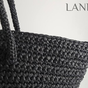 PATRÓN Crochet, Bolso Cesta Rafia Base Ovalada, Tote Paja Asa Larga ...