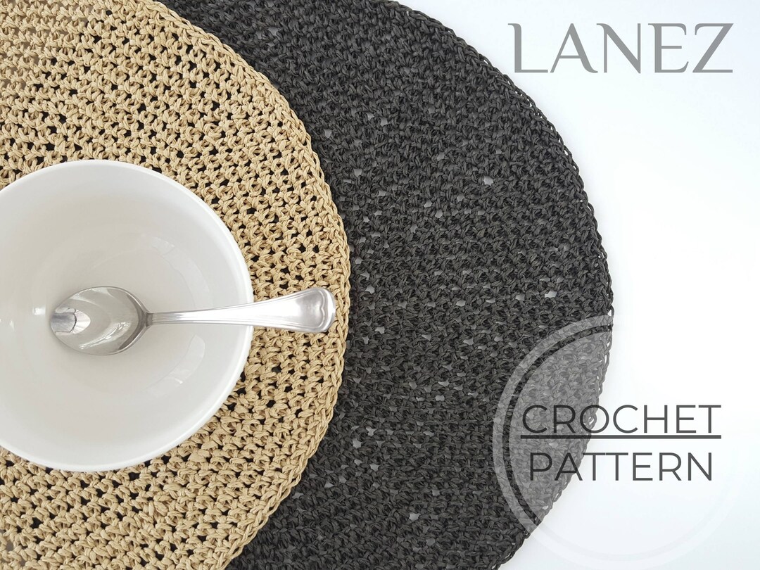 Crochet PATTERN, Paper Yarn Placemat, Round Table Mat, Raffia Table ...