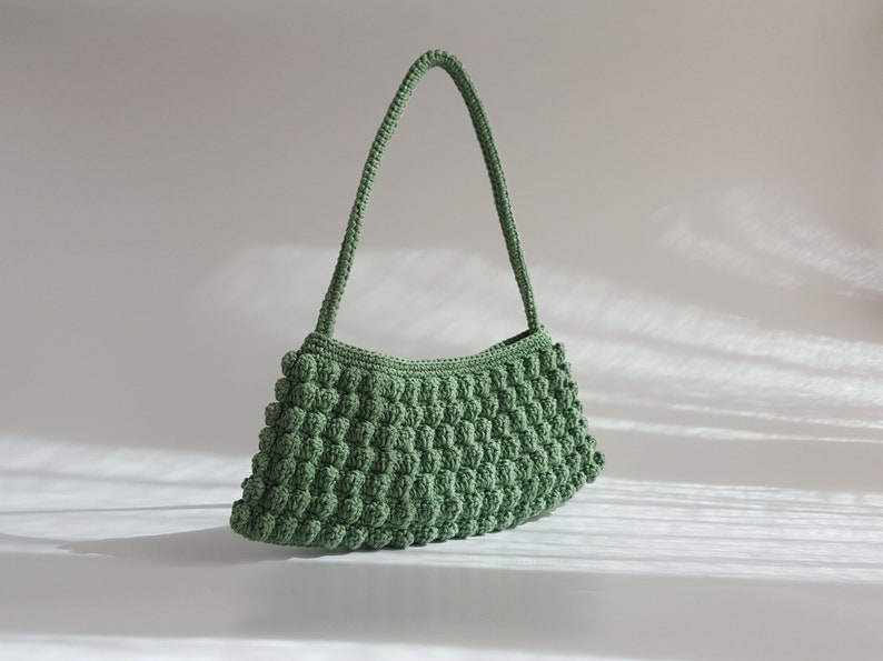 Crochet PATTERN: Emilia Baguette Bag Pattern, Easy Popcorn Handbag ...