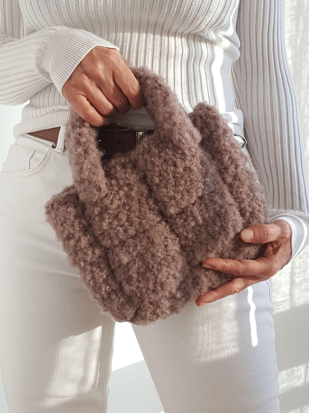 Crochet PATTERN, Nola Furry Tote Bag Pattern, Fluffy Wool Handbag ...