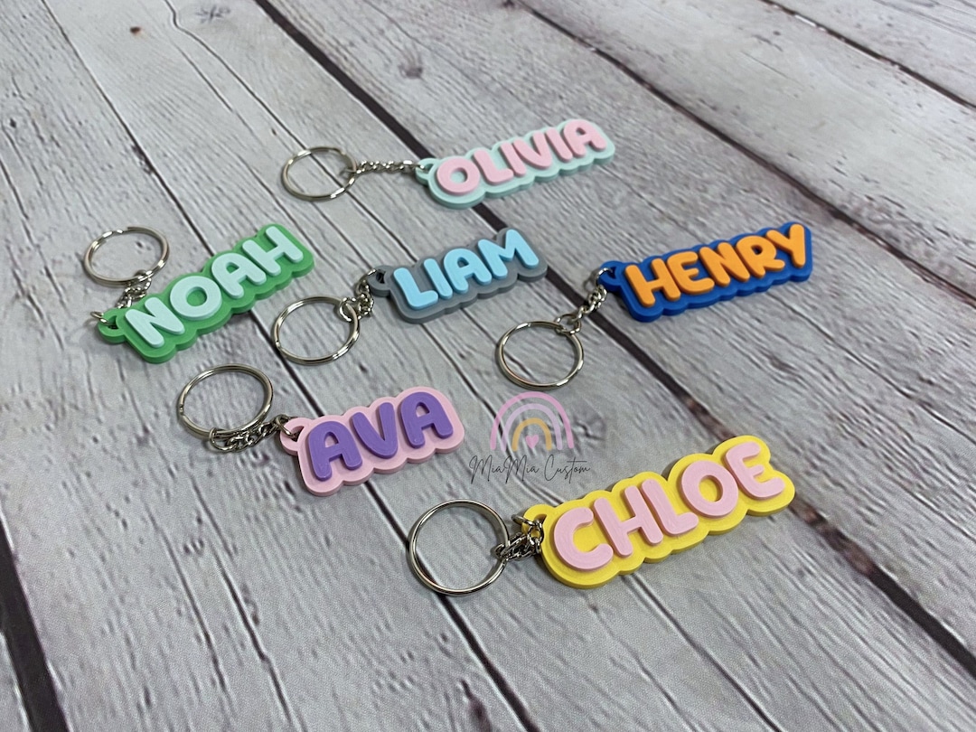 Small Custom Keychain Capital Letter Name Keychain Personalized ...