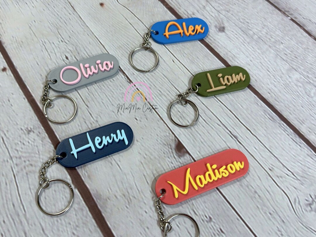 Cursive Name Keychain Tag | Small Custom Keychain | Personalized ...