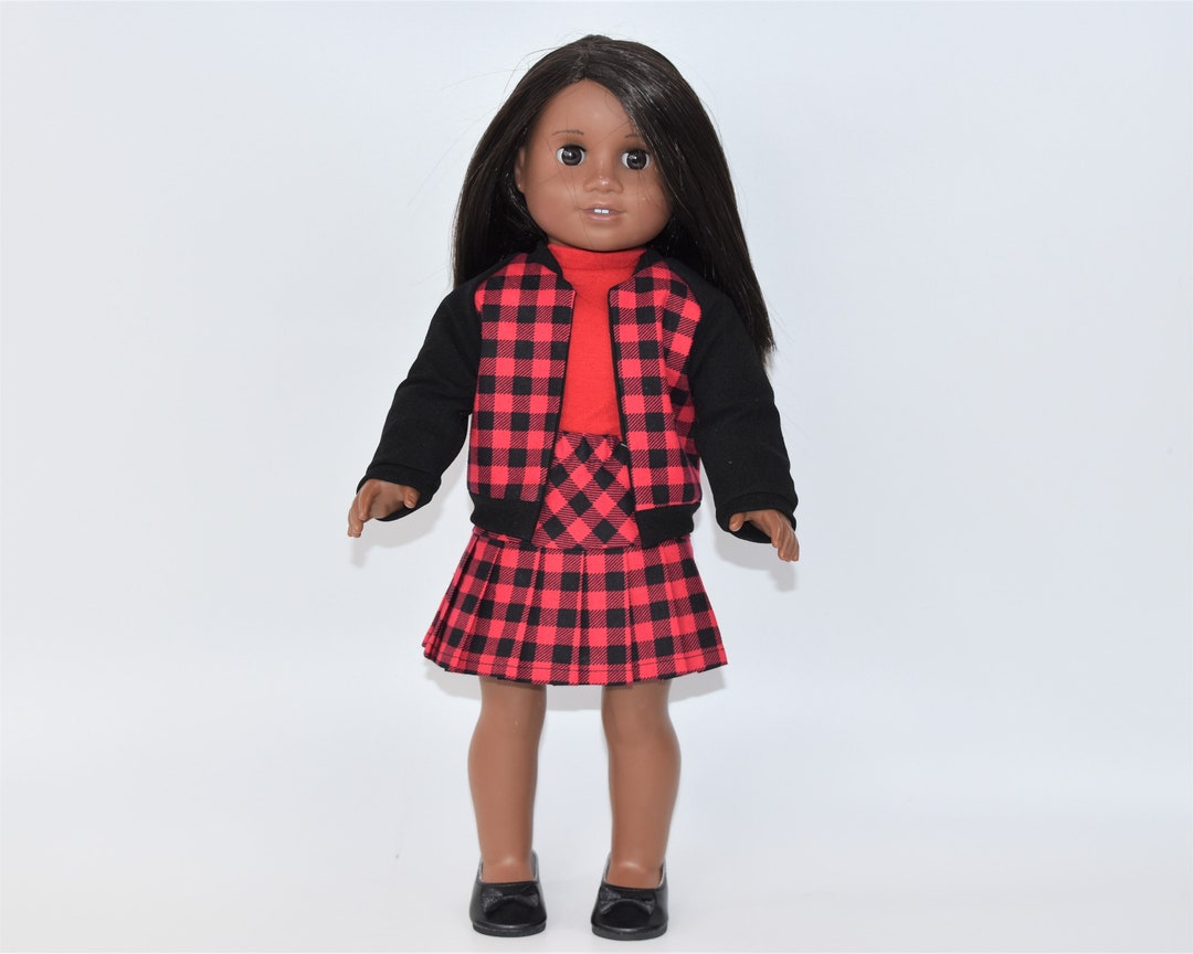 Doll Clothing | Red and Black Checker Skirt and Jacket | Fits Most 18 ...