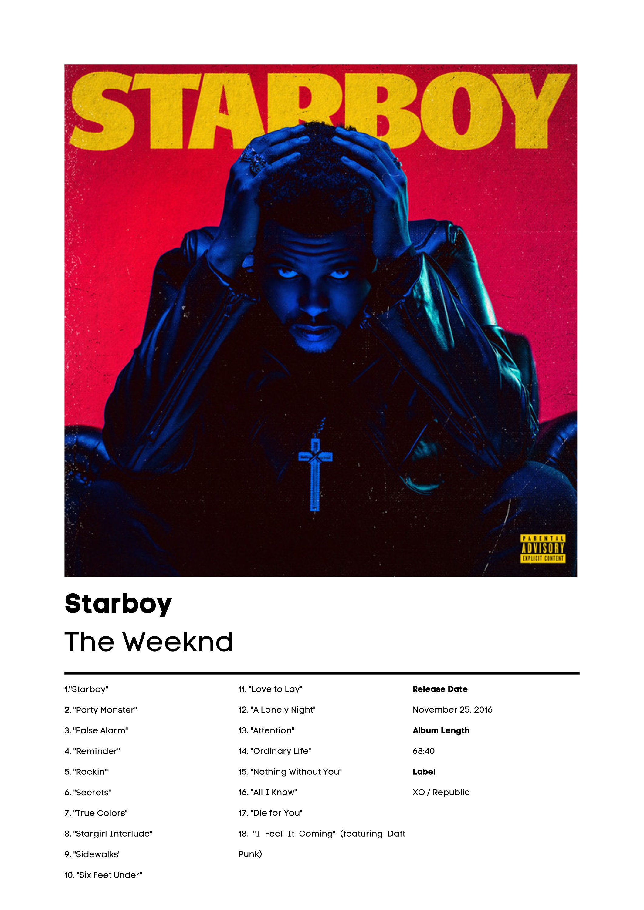 The Weeknd, Starboy the Weeknd Music Gift Birthday Gift Weeknd Album ...