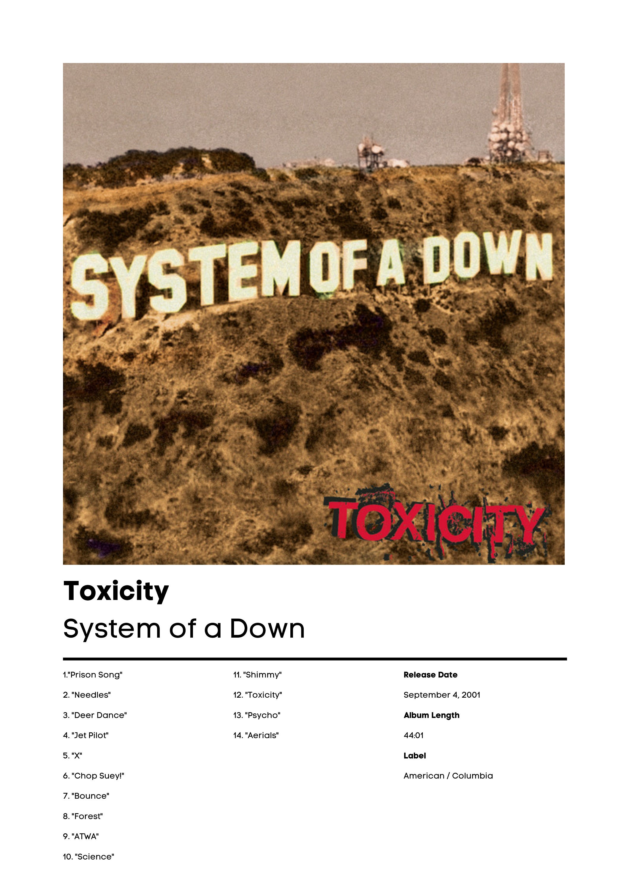 System Of A Down Toxicity Album