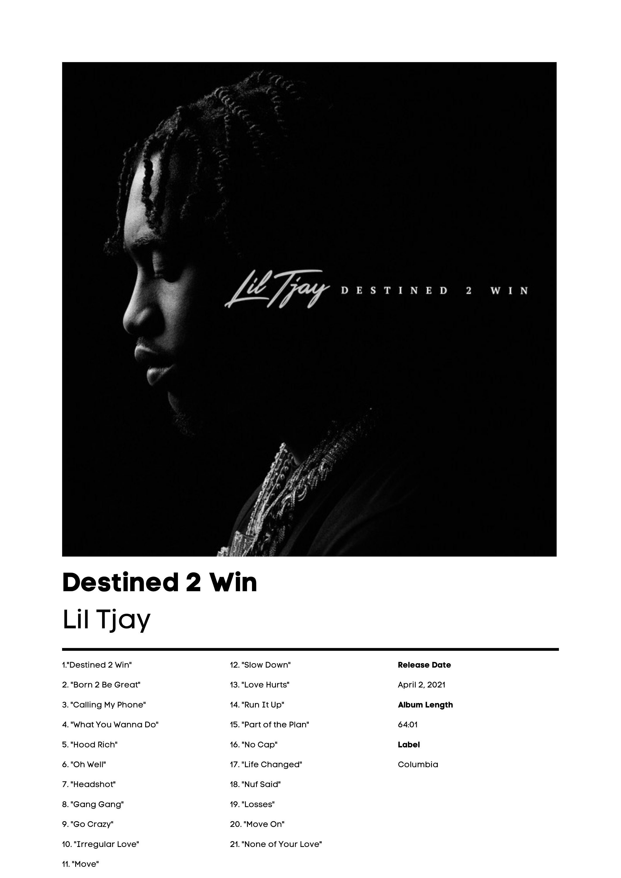 Lil Tjay Rapero Póster, Música Álbum, Destined 2 Win, True 2 Myself Lil ...
