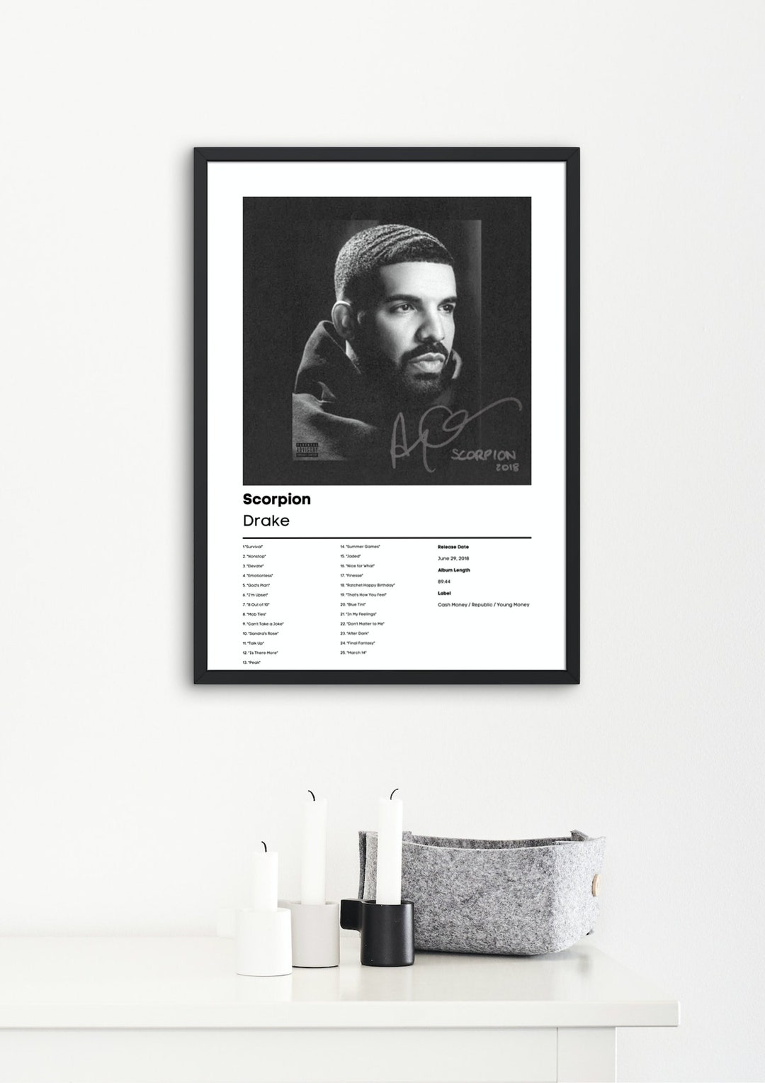 Drake, Scorpion | Drake Music Gift | Birthday Gift | Drake Album Wall ...