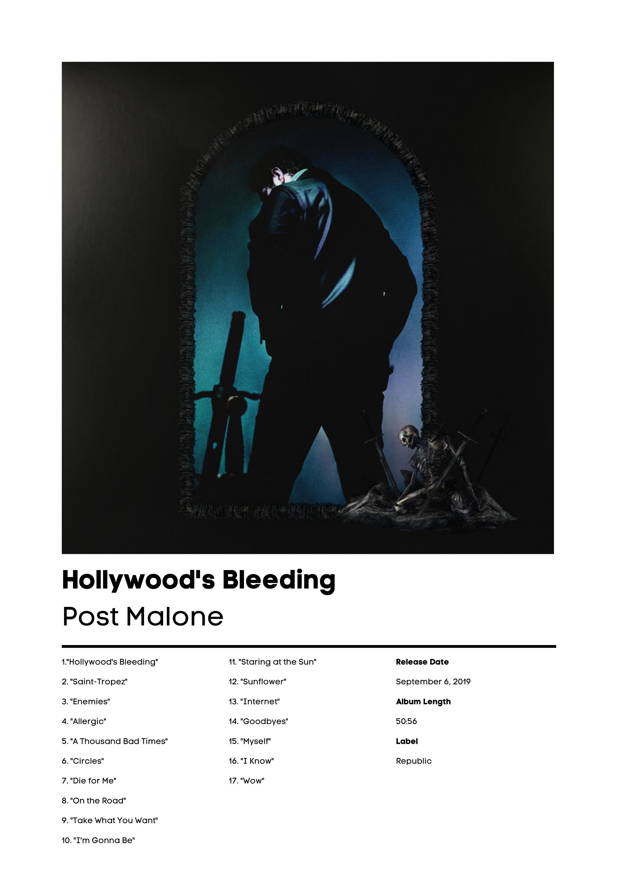 Post Malone, Hollywoods Bleeding | Post Malone Musik Poster verkauft ...