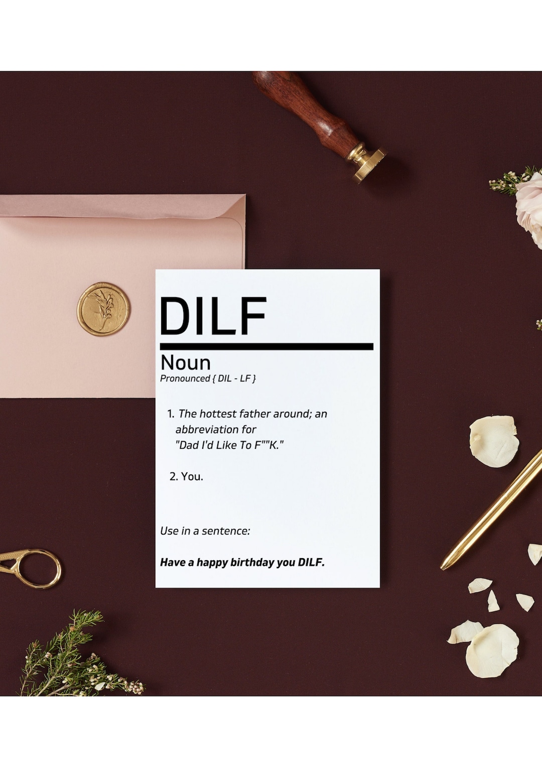 DILF Card DILF Definition Card Funny Birthday Card Definition Card Card for Dads - Etsy