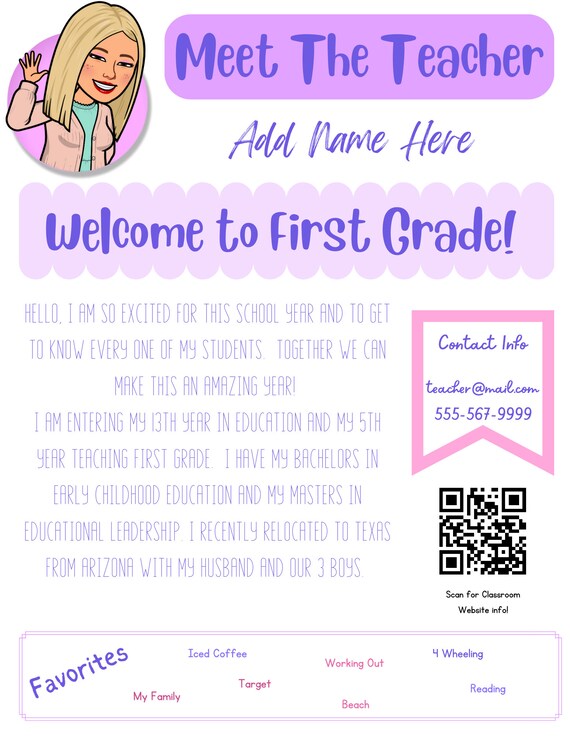 EDITABLE TEMPLATE Meet the Teacher Back to School - Etsy