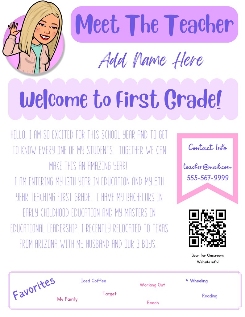 EDITABLE TEMPLATE Meet the Teacher Back to School - Etsy