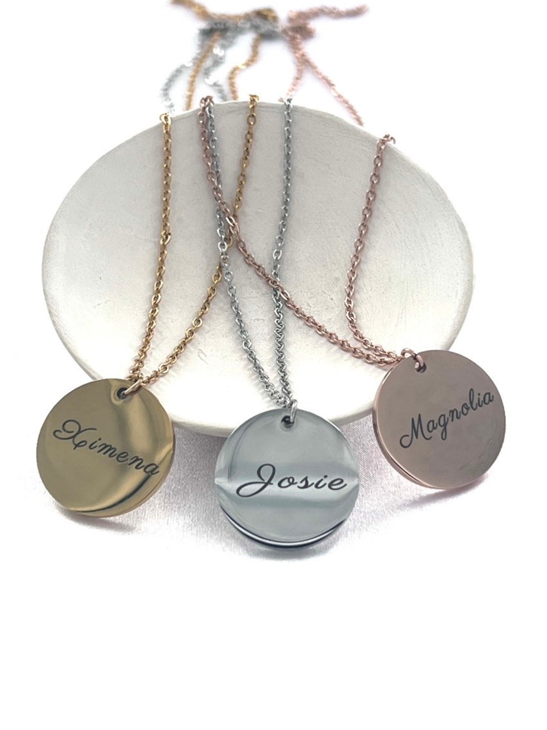 Custom Engraved Name Necklace , Personalized Engraved Name on Disk ...