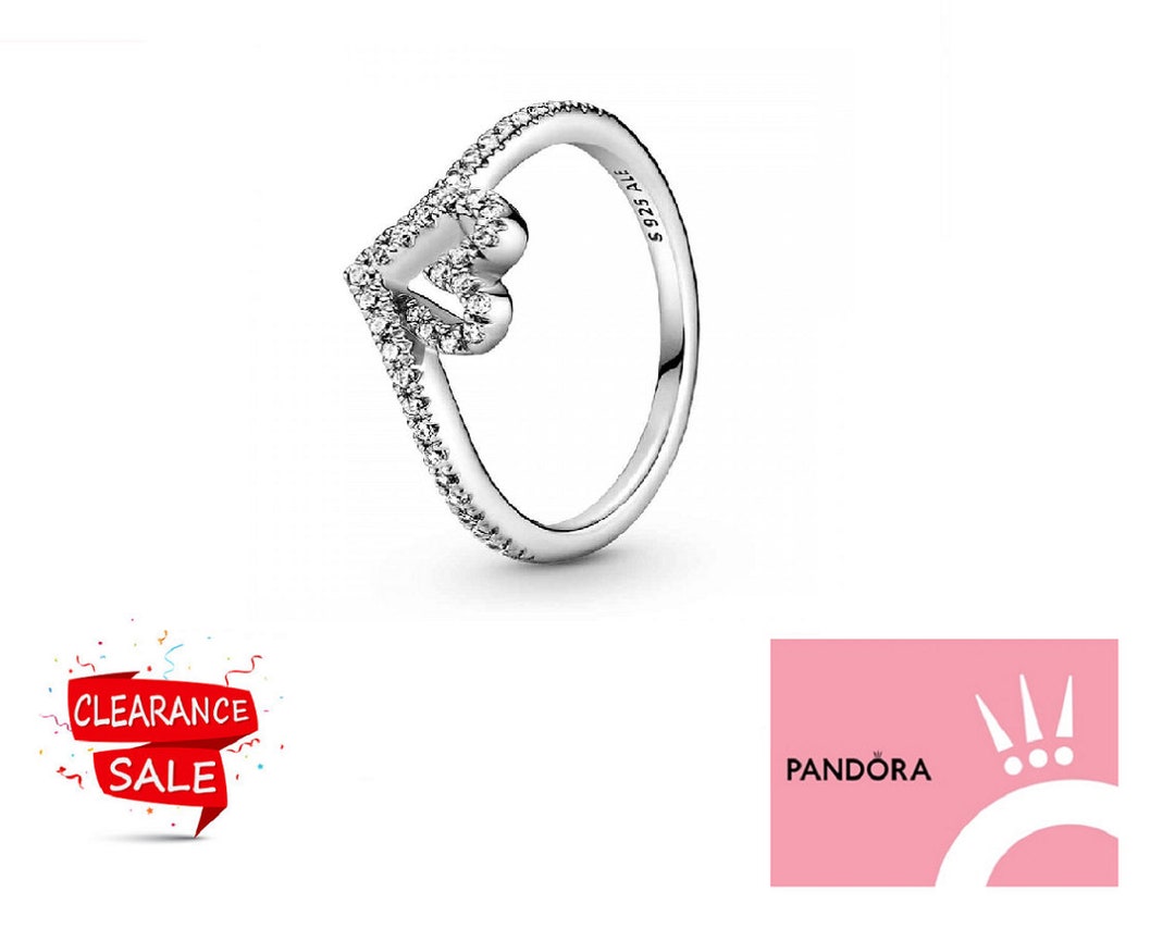 PANDORA Sparkling Wishbone Heart Ring Express Your Love With - Etsy UK