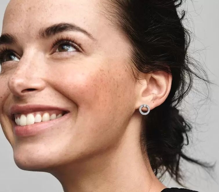 Pandora Silver Circle Reversible Stud Earrings Womens Silver Double ...