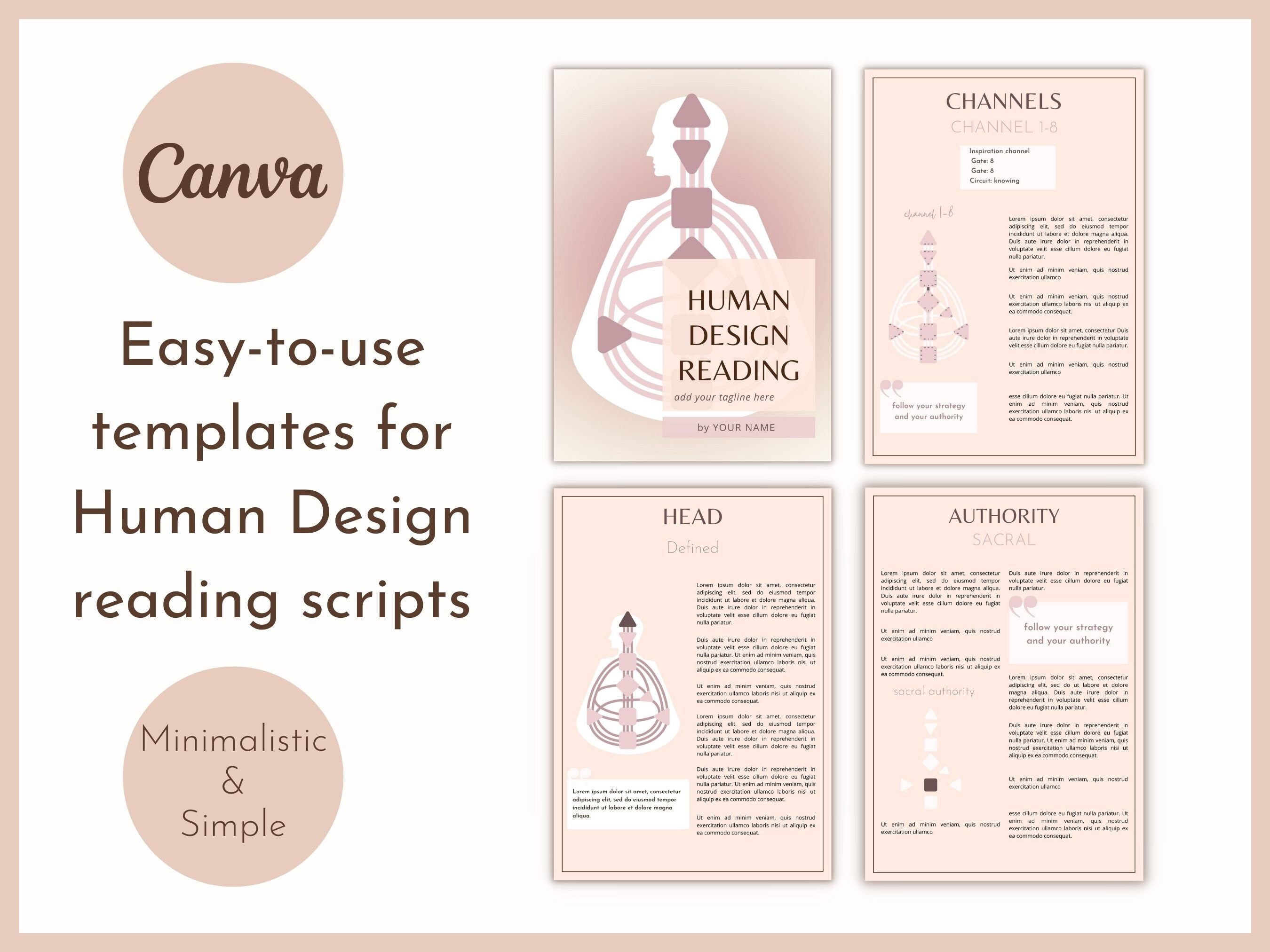 HUMAN DESIGN Reading Template HD Reading Script Canva Pdf Template - Etsy