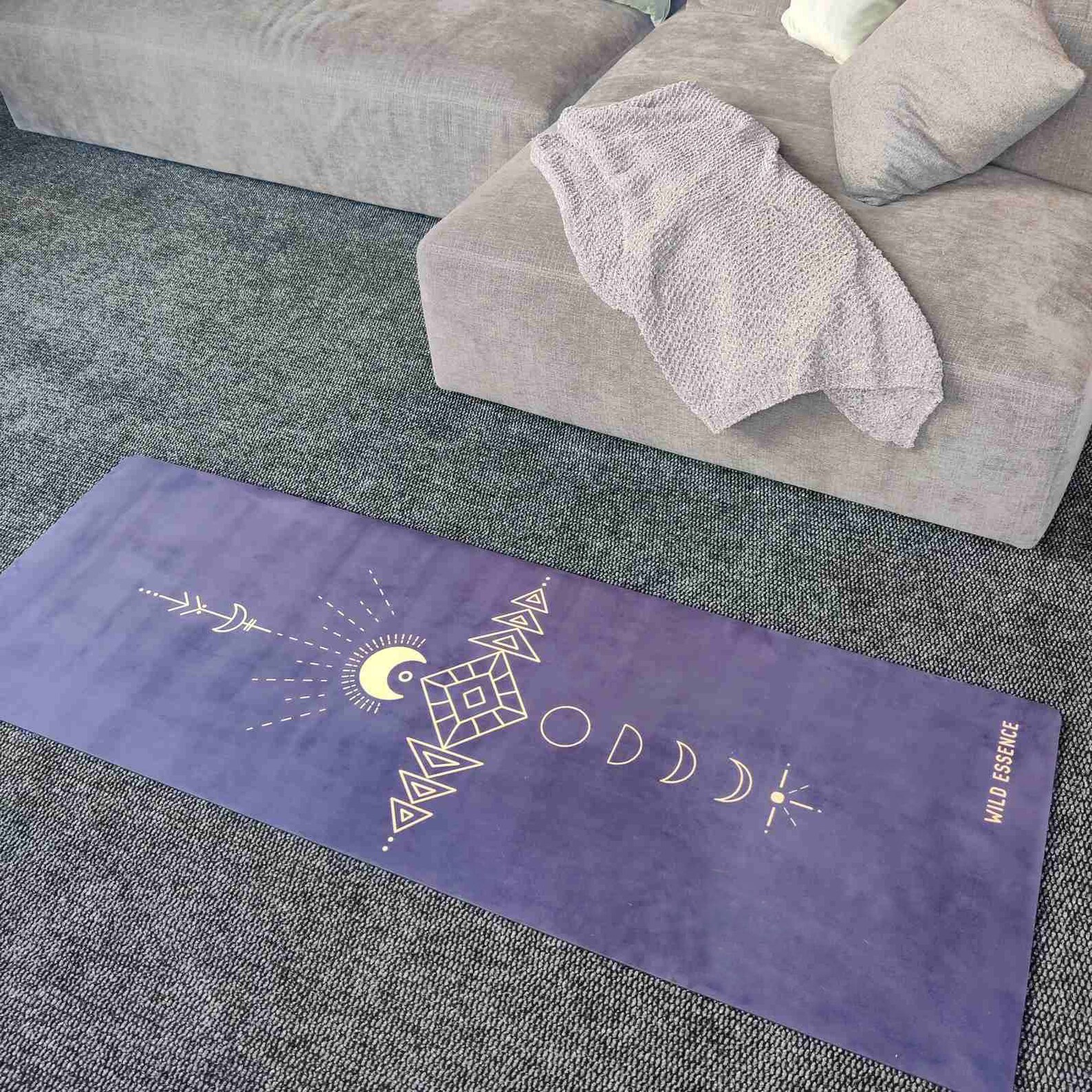 Yoga Mat SYMBOLS, Natural Rubber Mat, Dark Blue Color Yoga Mat ...