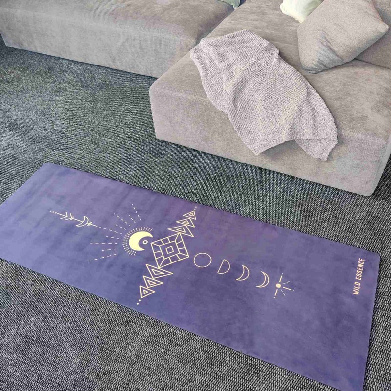 Yoga Mat SYMBOLS, Natural Rubber Mat, Dark Blue Color Yoga Mat ...