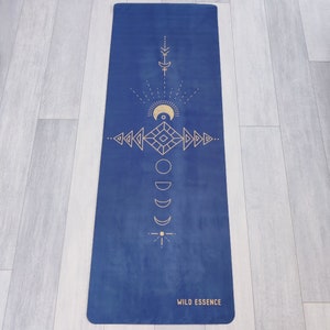 Yoga Mat SYMBOLS, Natural Rubber Mat, Dark Blue Color Yoga Mat ...