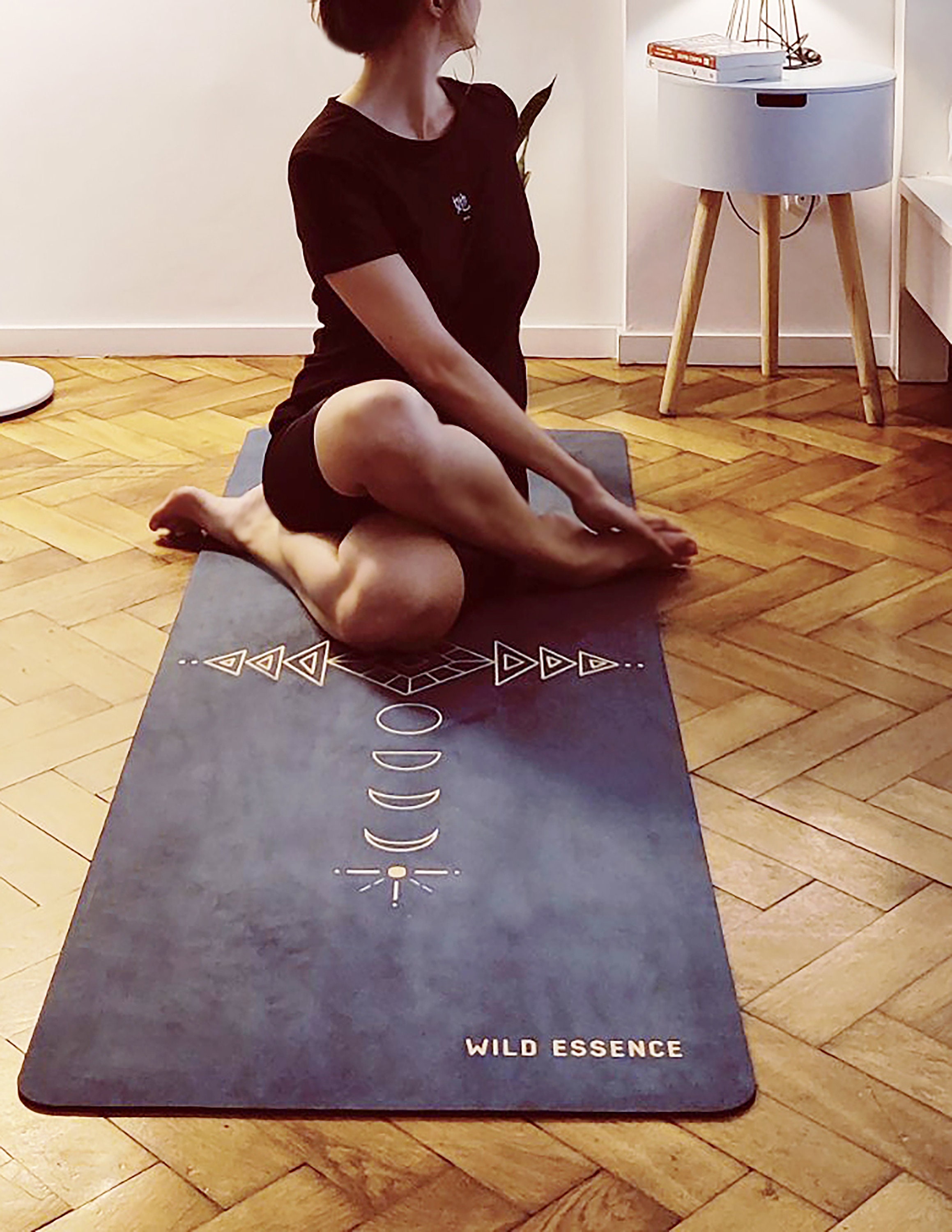 Yoga Mat SYMBOLS Natural Rubber Mat Dark Blue Color Yoga - Etsy