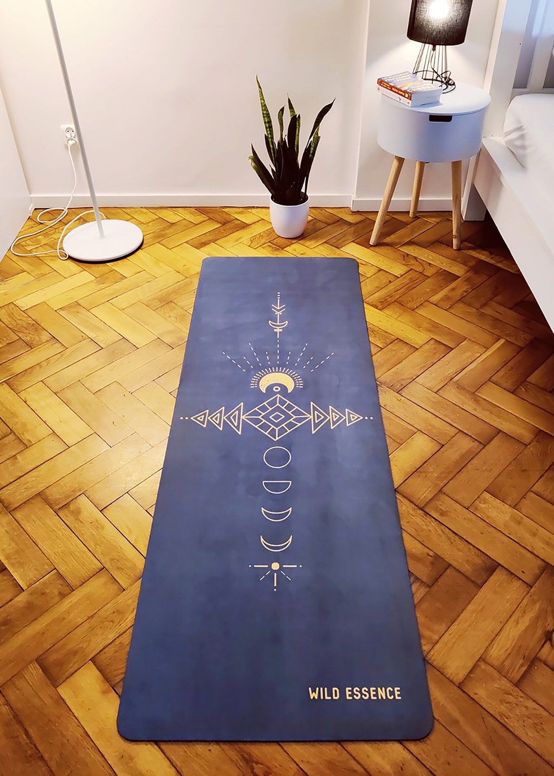 Yoga Mat SYMBOLS, Natural Rubber Mat, Dark Blue Color Yoga Mat ...