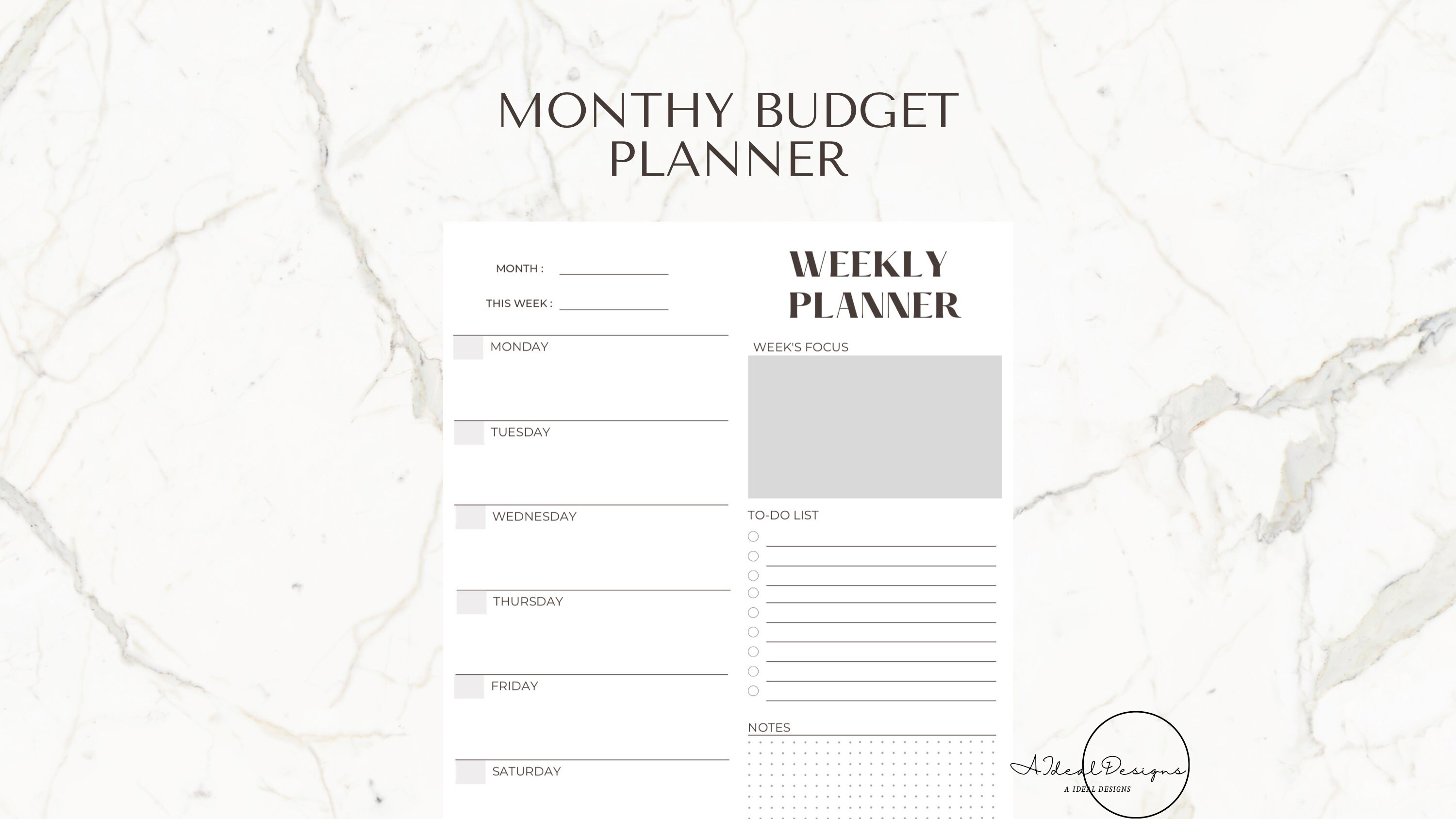 Printable DIGITAL Undated Weekly Planner Template | Simple Planner ...