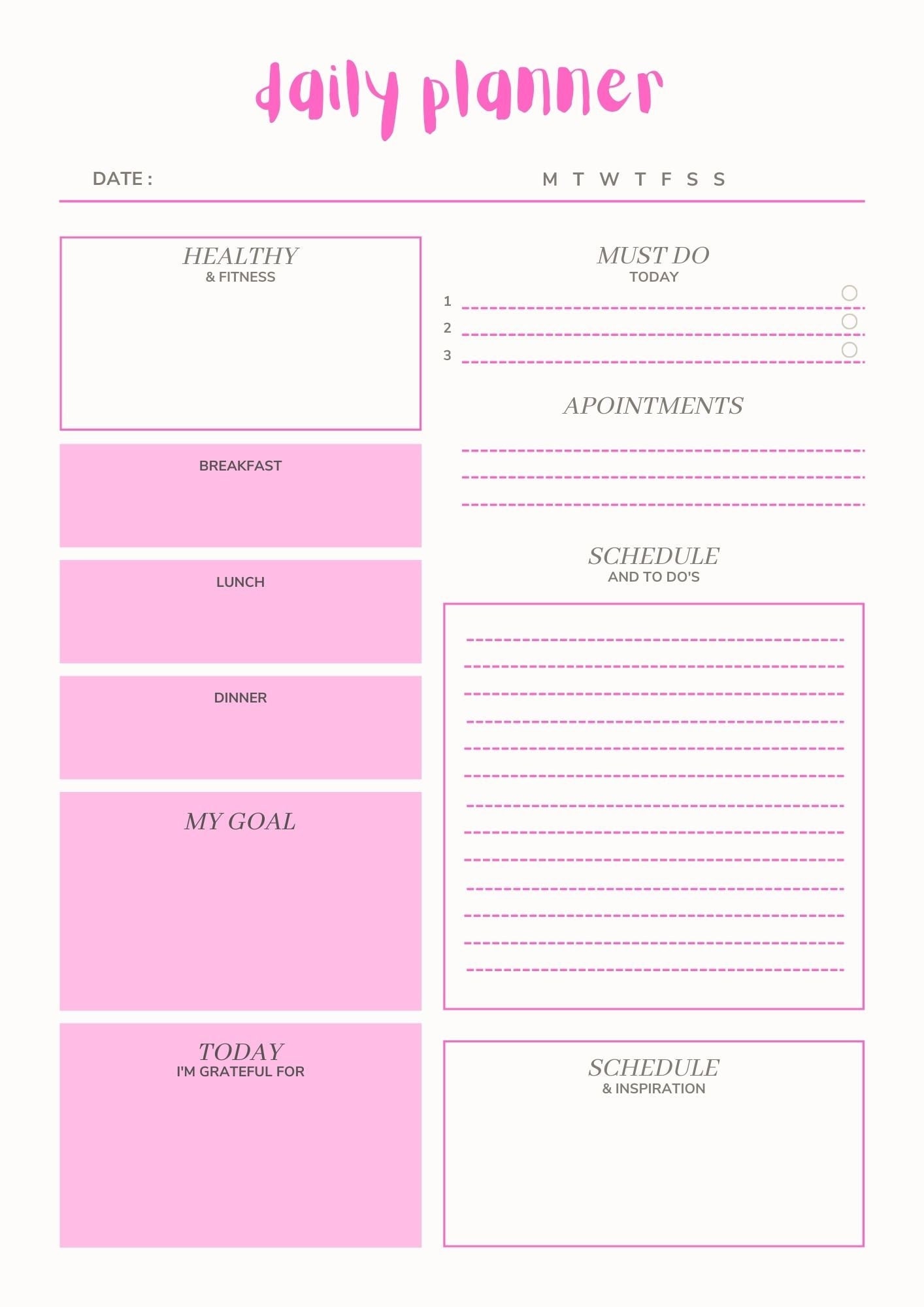 Daily to Do List Printable, Instant Download, Productivity Planner ...