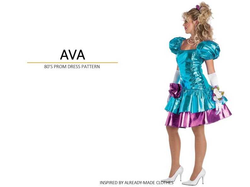 80s Prom Dress Sewing Pattern: Vintage Inspired Party Gown (PDF Pattern ...