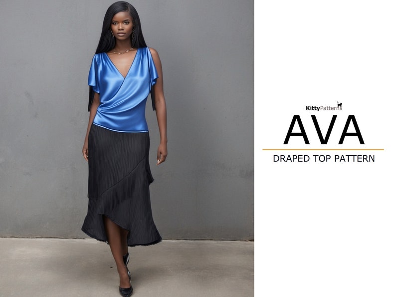 AVA Draped Top Sewing Pattern: Asymmetrical Design (PDF Pattern) - Etsy
