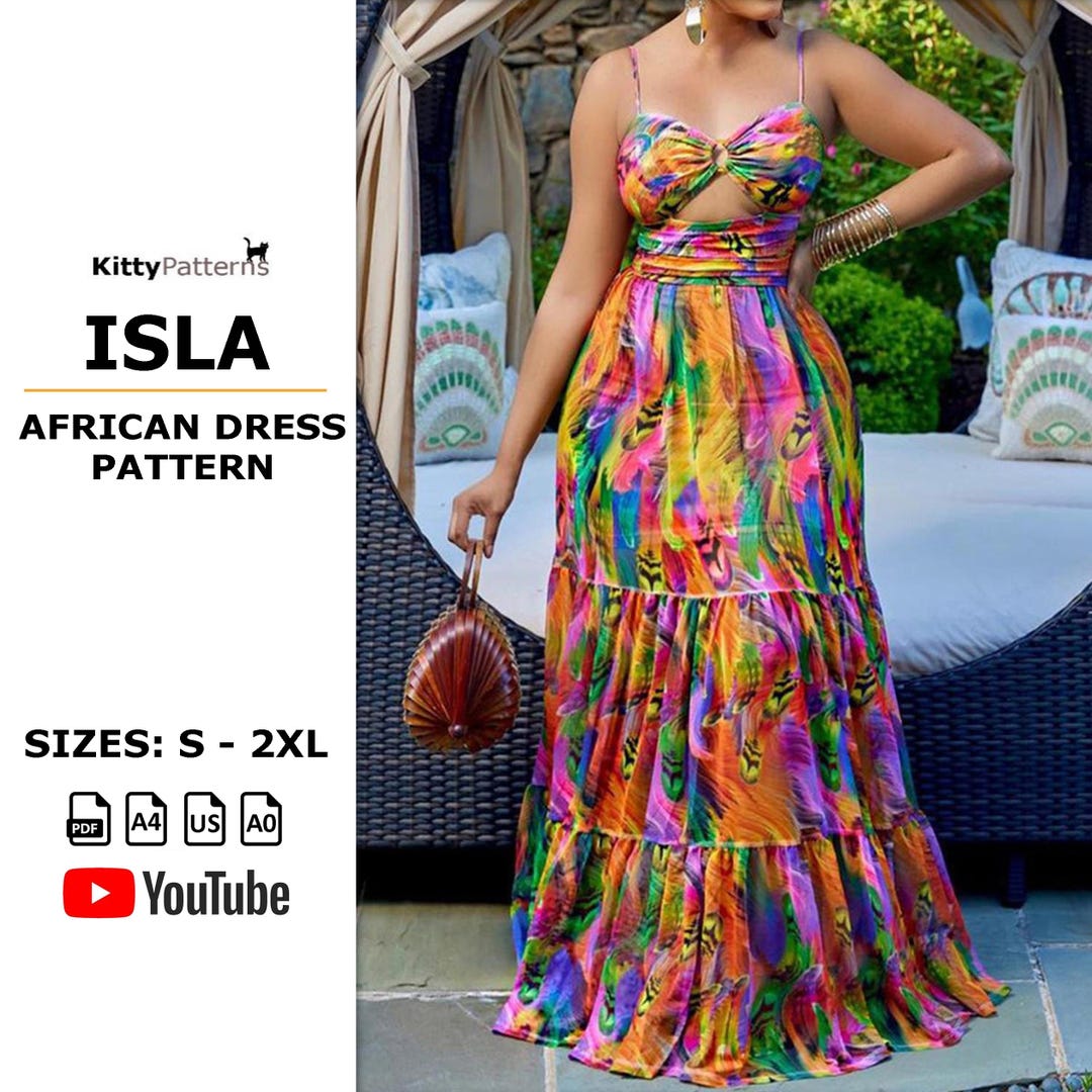African Halter Maxi Dress Pattern: Isla Summer Dress (PDF) - Etsy