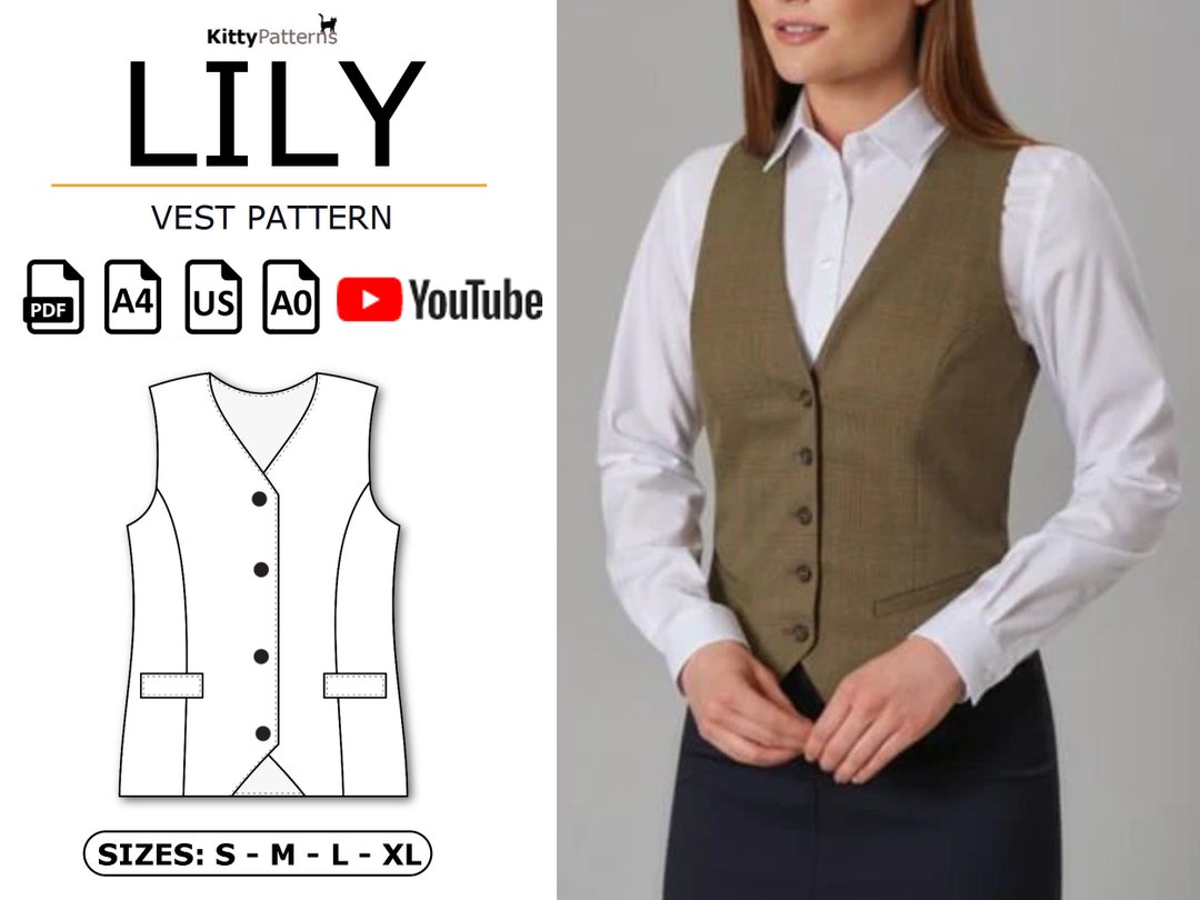 LILY - Vest Pattern PDF - [S,M,L,XL] - Womens Vest Patterns - Girls ...