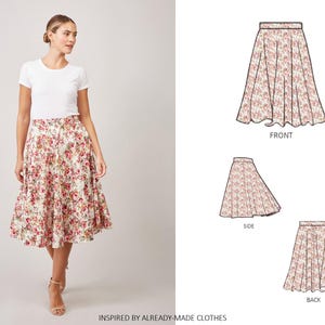 ABIGAIL - Flared Skirt Sewing Pattern in PDF [S,M,L,XL] - Vintage Skirt Pattern - Midi Skirt ...