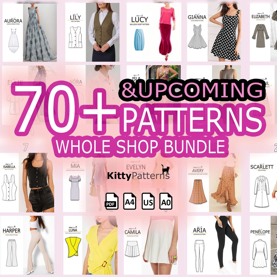 70+ Sewing Pattern Bundle: Wardrobe DIY (PDF A0, A4 & Letter) - Etsy