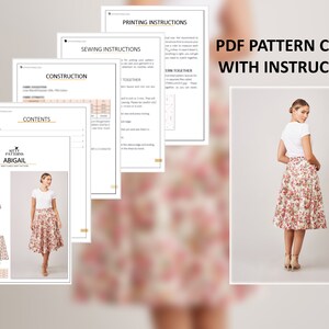 ABIGAIL - Flared Skirt Sewing Pattern in PDF [S,M,L,XL] - Vintage Skirt Pattern - Midi Skirt ...