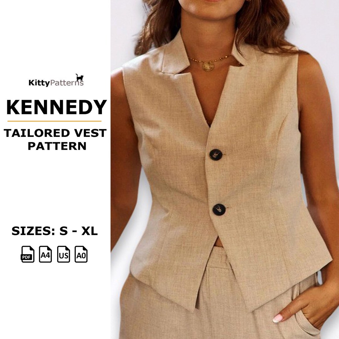 KENNEDY - Tailored Vest Pattern PDF - [S,M,L,XL,2XL] - Womens Vest ...