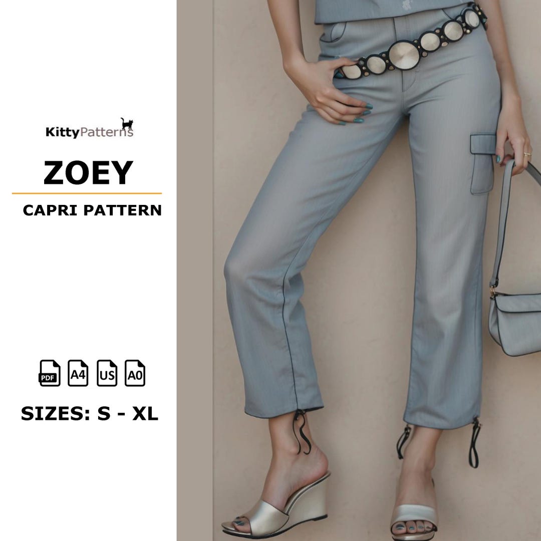 ZOEY - Capri Sewing Pattern - [S,M,L,XL] - Capri Pants Pattern - Cute Pants Pattern - Capris Pdf ...
