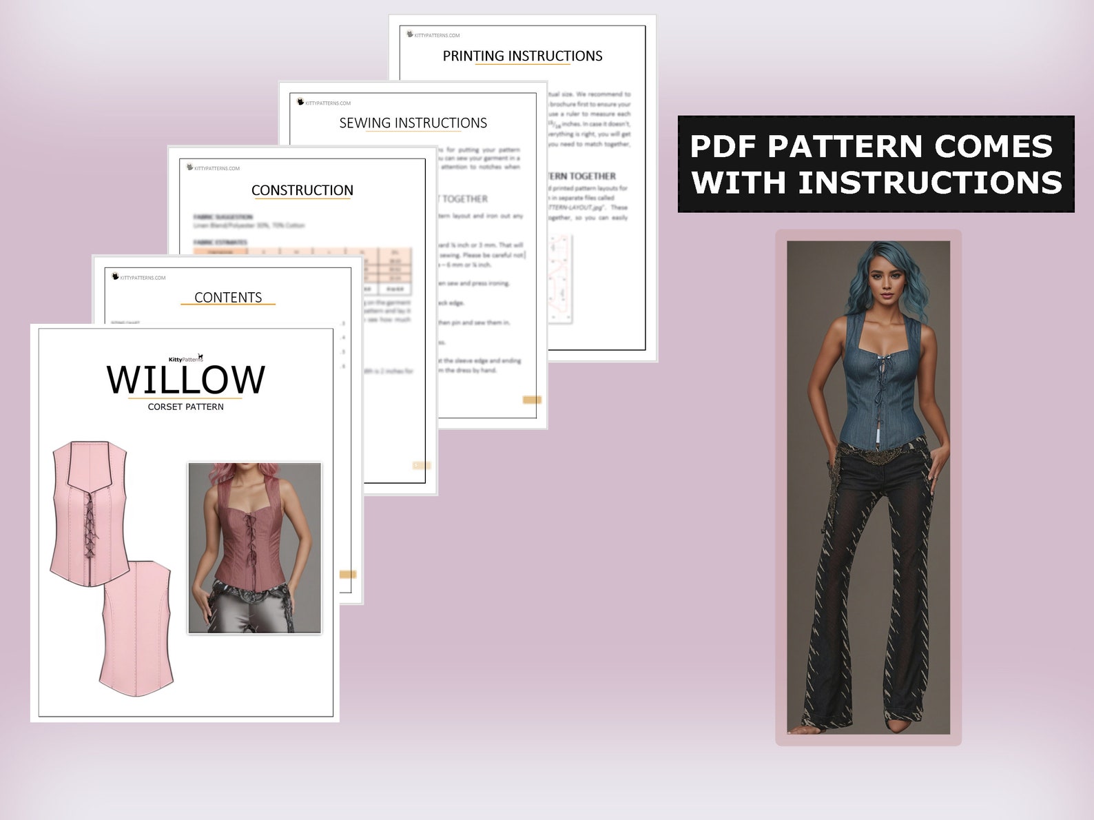 Willow Corset Sewing Pattern – Trendy DIY Corset Top (PDF) - Etsy