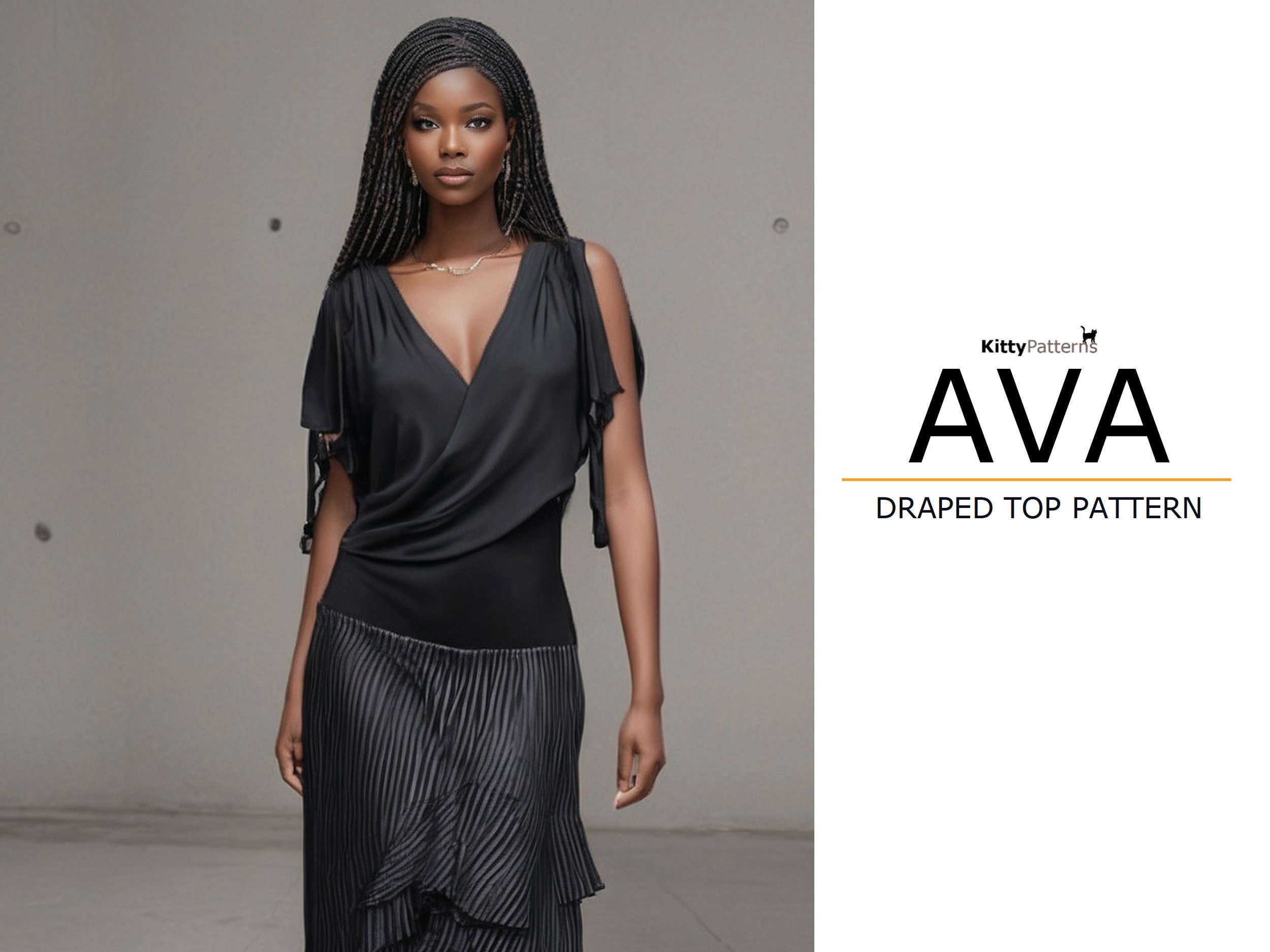 AVA Draped Top Sewing Pattern: Asymmetrical Design (PDF Pattern) - Etsy
