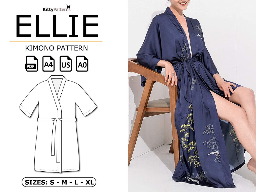 ELLIE - Kimono Pattern PDF [S,M,L,XL] - Kimono Dress Pattern - Japanese ...