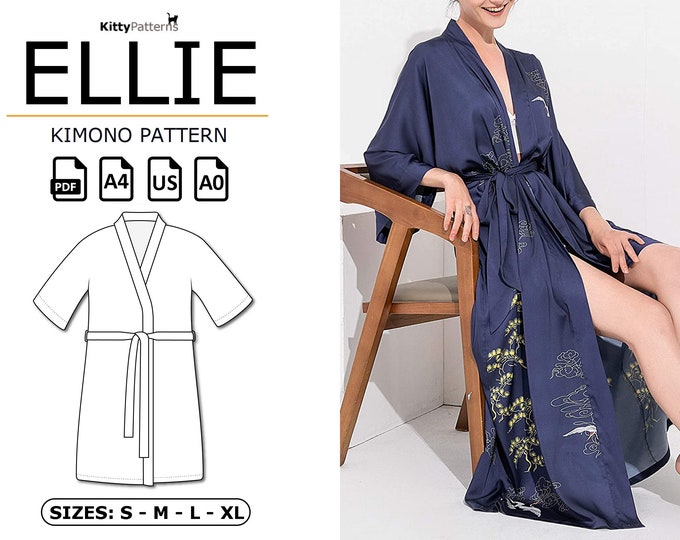 Kimono Pattern PDF, Kimono Sewing Pattern, Plus Size Kimono, Digital ...