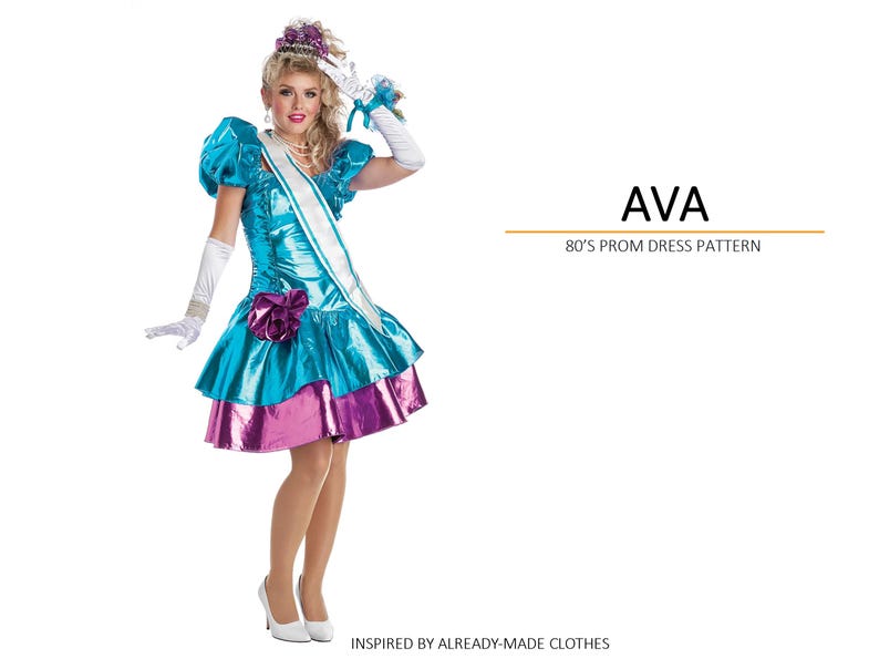 80s Prom Dress Sewing Pattern: Vintage Inspired Party Gown (PDF Pattern ...
