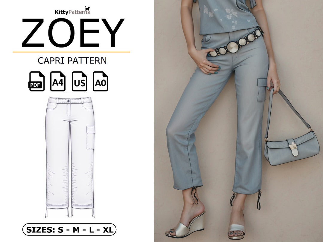 WILLOW Capri Sewing Pattern S,M,L,XL Capri Pants Pattern Cute Pants ...