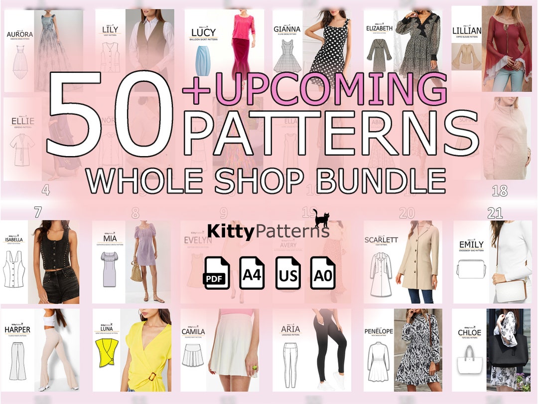 Whole Shop PDF Pattern Bundle 50 Styles Sewing Pattern Pack Digital ...