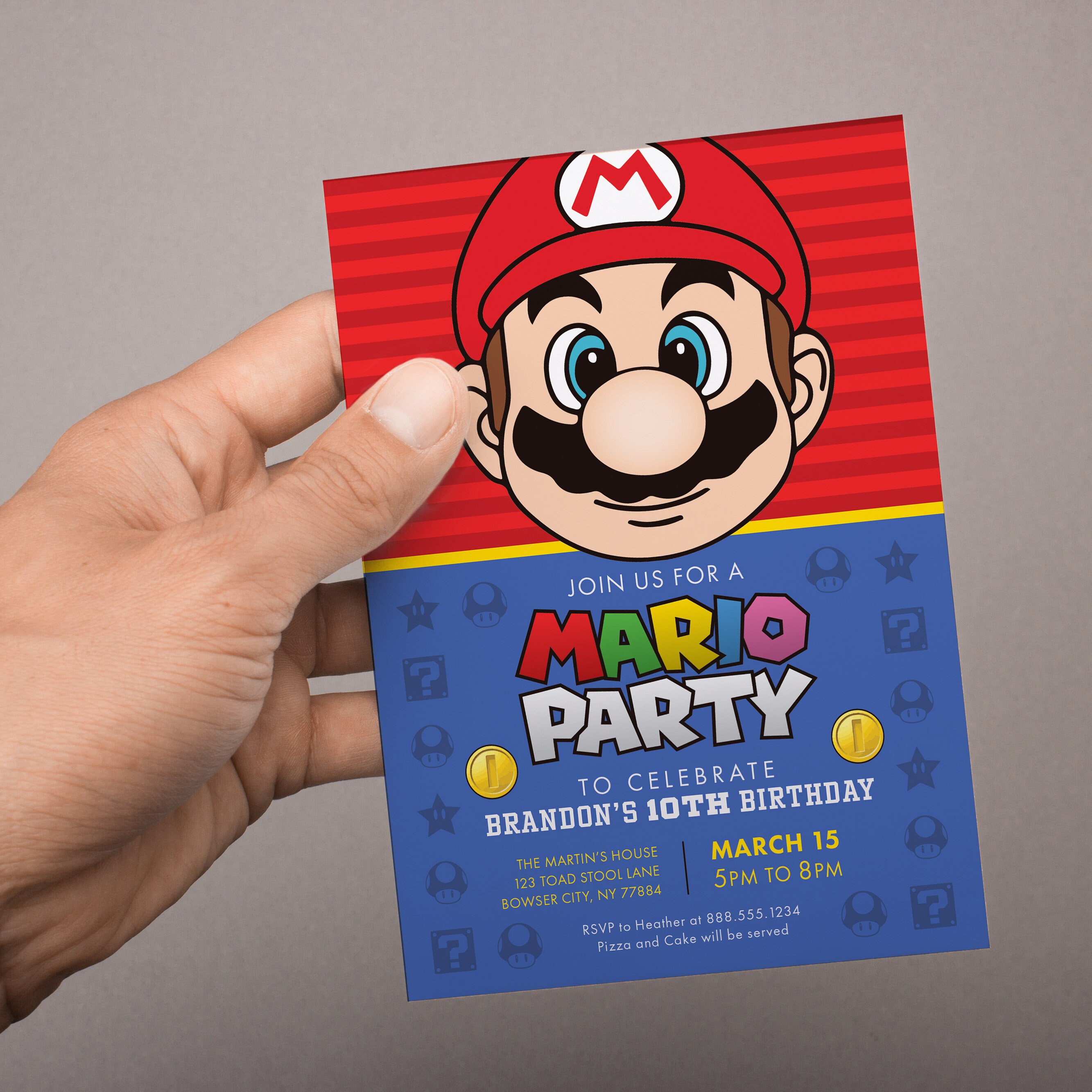 Super Mario Birthday Invitation, Mario Bros Birthday Invite ...