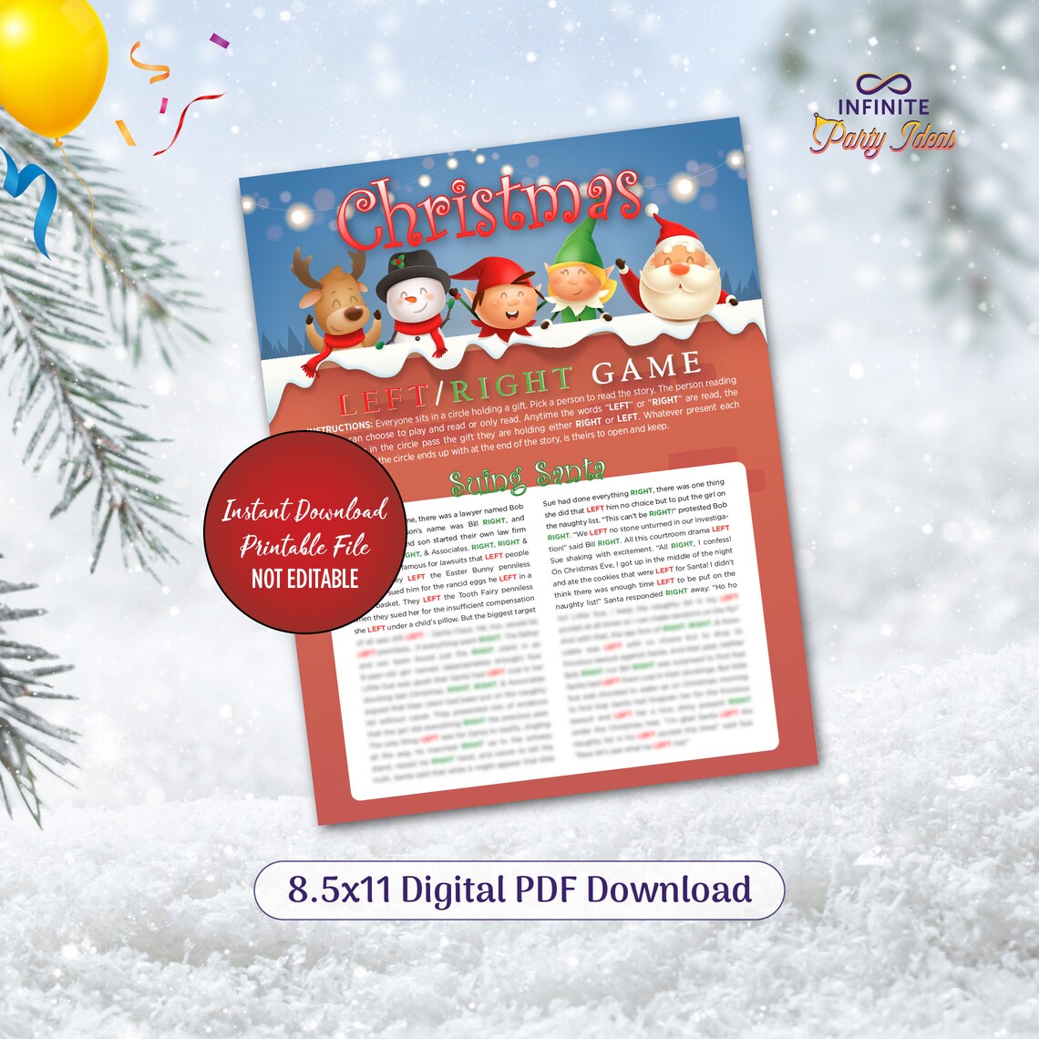 Left Right Christmas Game, Christmas Game, Christmas Story Left Right ...